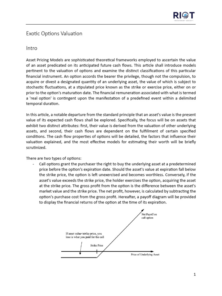 Exotic Options Valuation | PDF