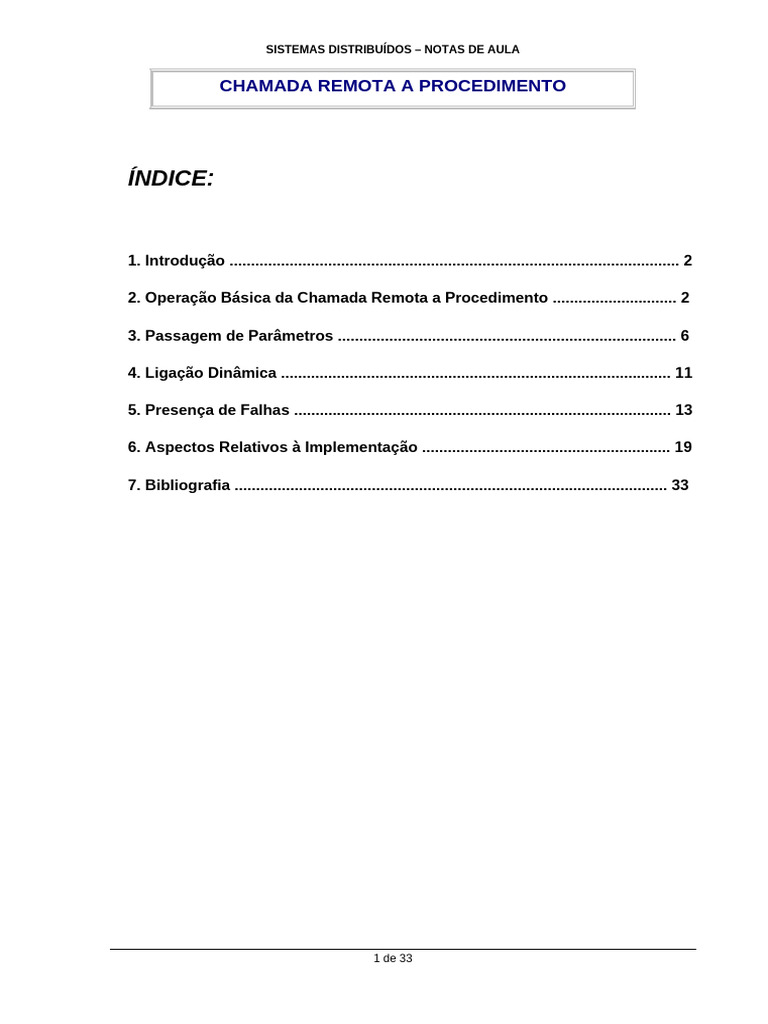 Chamada de Procedimento Remoto - RPC | PDF