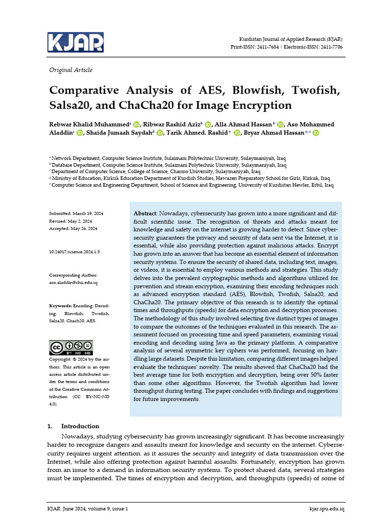 Comparative Analysis of AES Blowfish Twofish Salsa | PDF