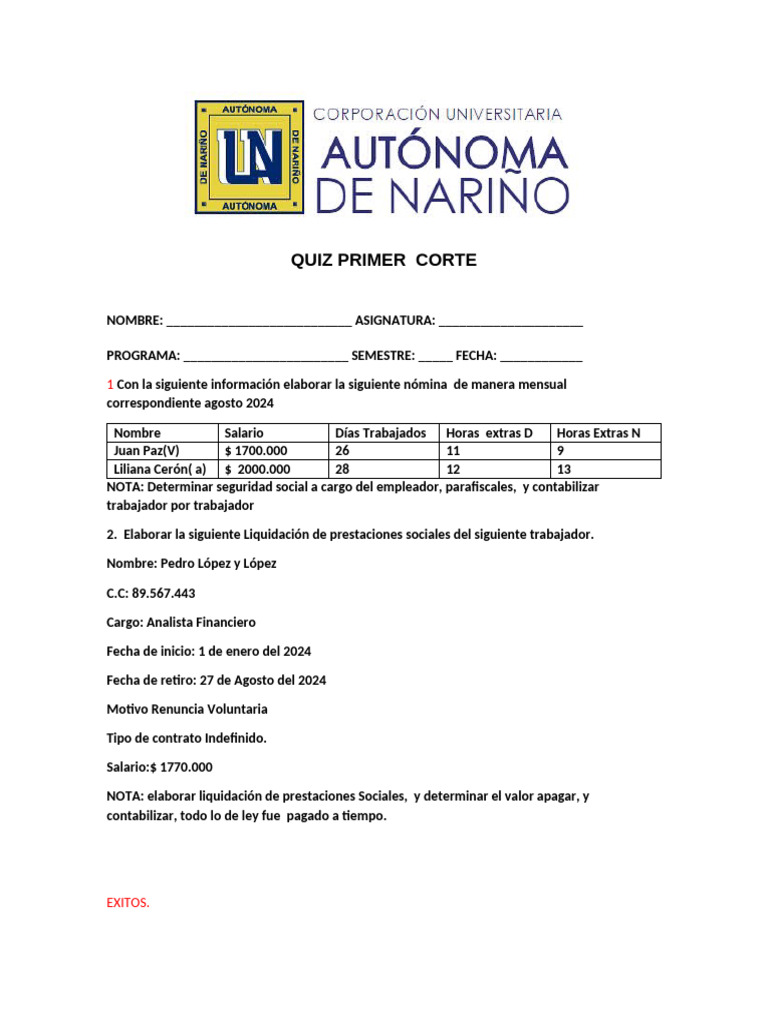 Quiz Primer Corte R Operaciones | PDF