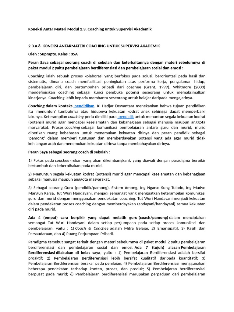 Koneksi Antar Materi Modul 2.3 | PDF