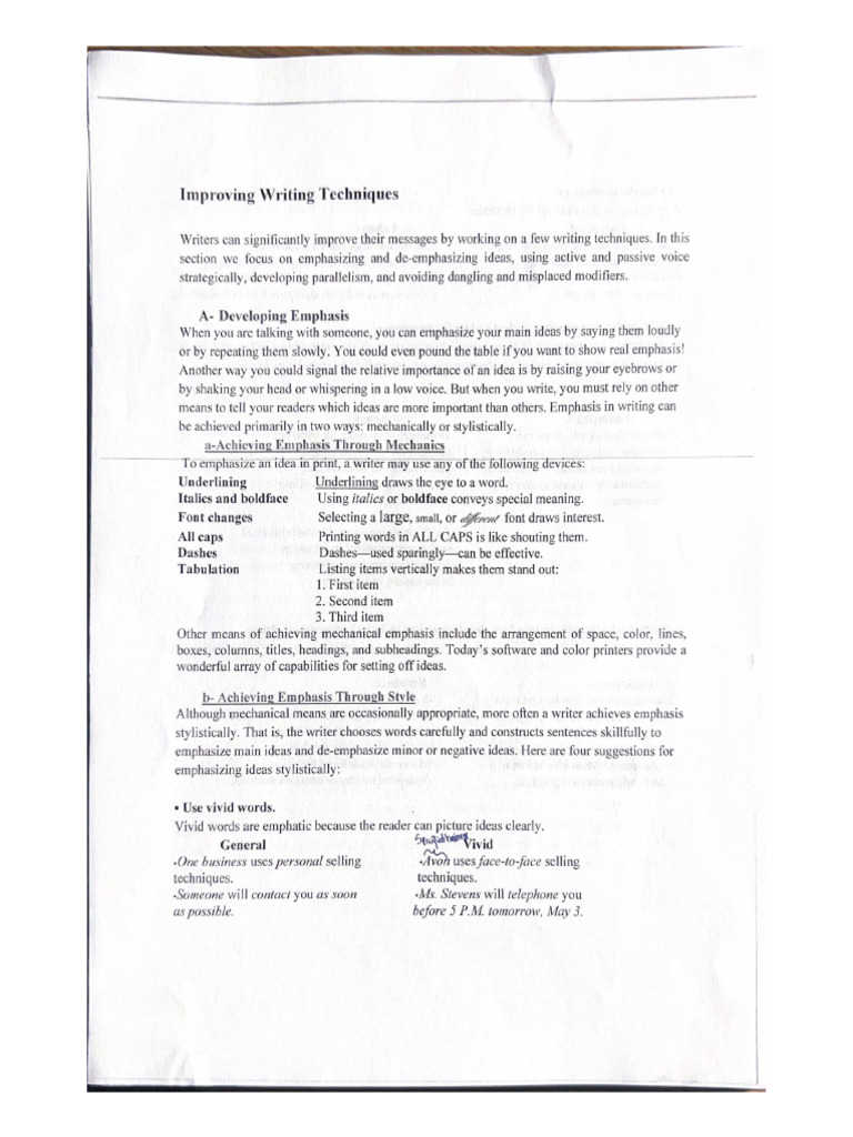 Improving Writing Techniques | PDF