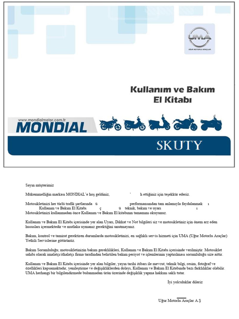 SKUTY Kullanım Ve Bakım El Kitabı | PDF