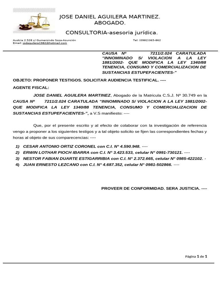 Proponer Testigos. Hector Sosa | PDF