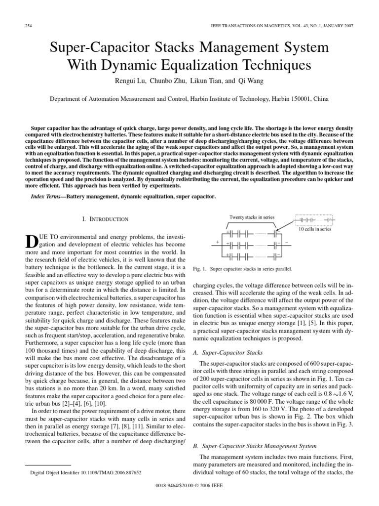 Super-Capacitor Stacks Management System With Dynamic Equalization ...