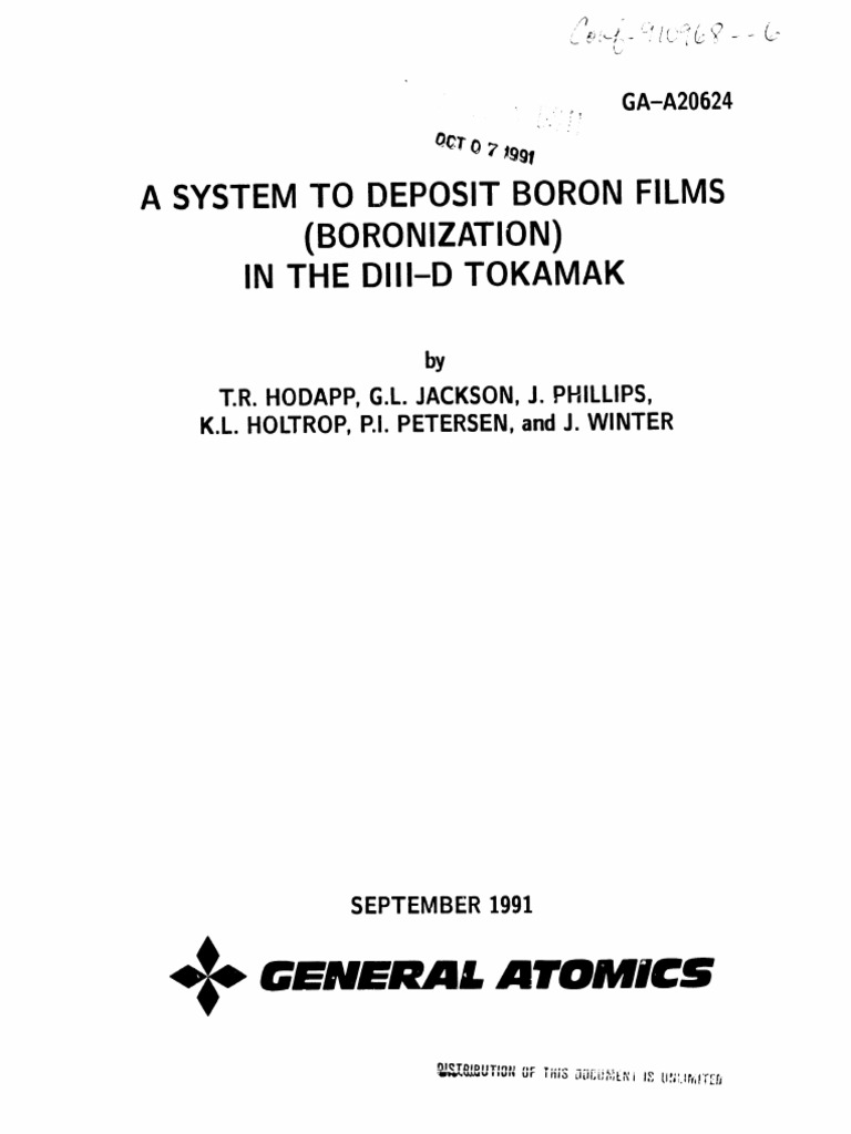 A System To Deposit Boron Films (Boronization) in The Olll-O Tokamak | PDF