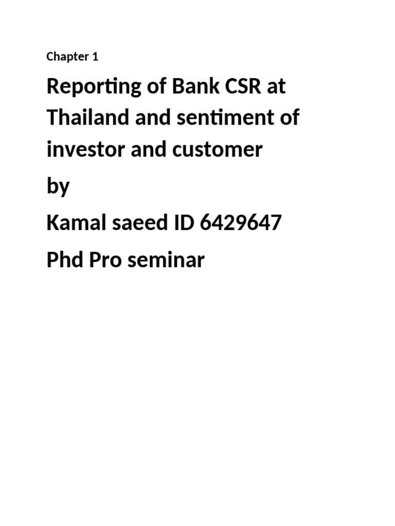 Bank CSR Sentiment Chapter 1 | PDF