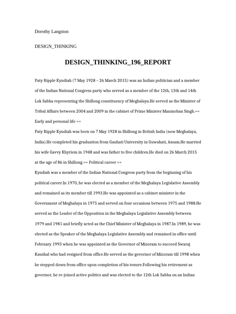 Design Thinking 196 Report | PDF