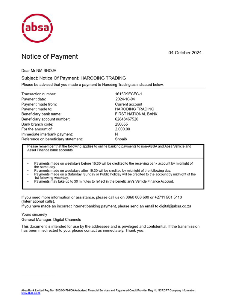 Notice of Payment | PDF
