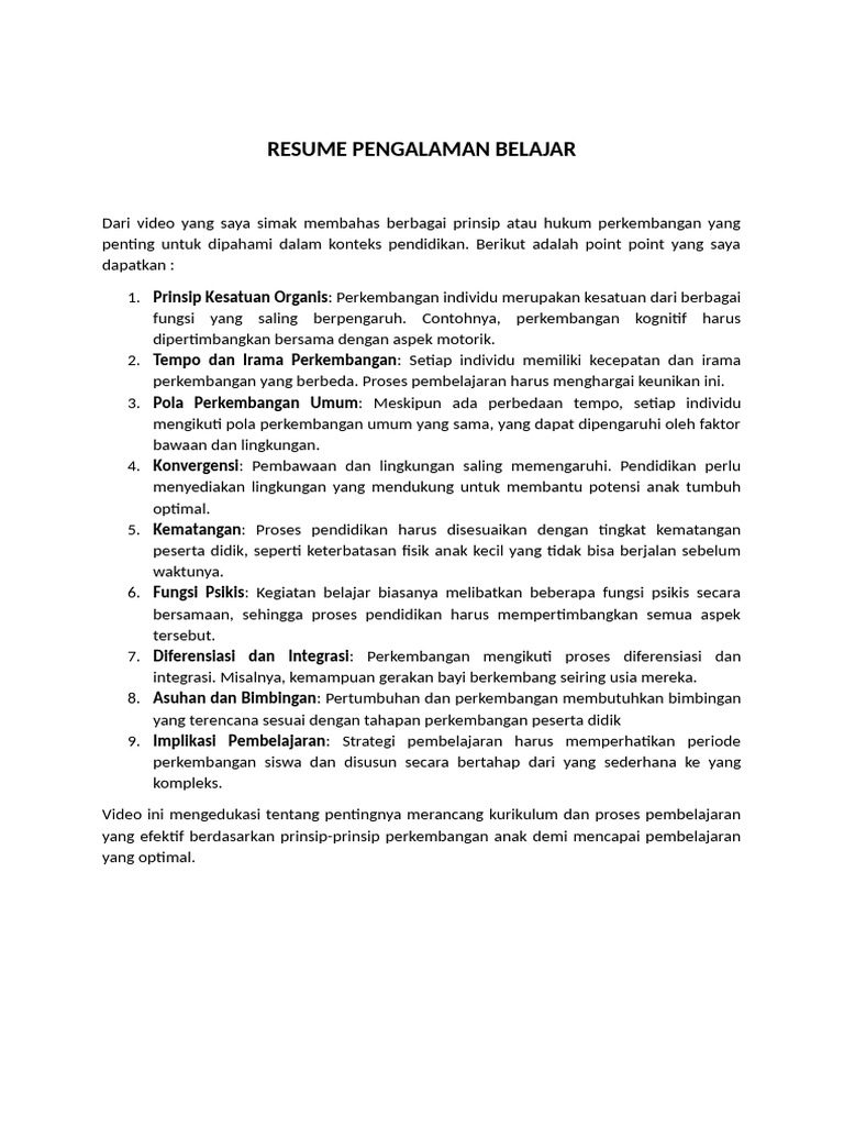 Resume Pengalaman Belajar | PDF