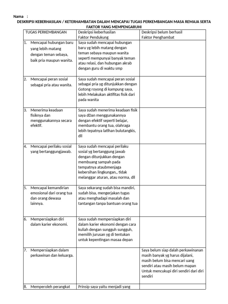 Format Mhs-Faktor Perkembangan | PDF