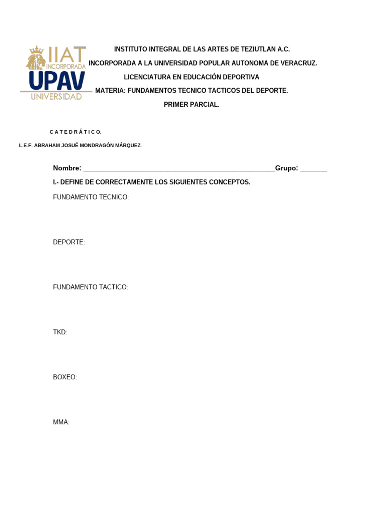 1 Examen Fundamentos Tec Tac Dep | PDF