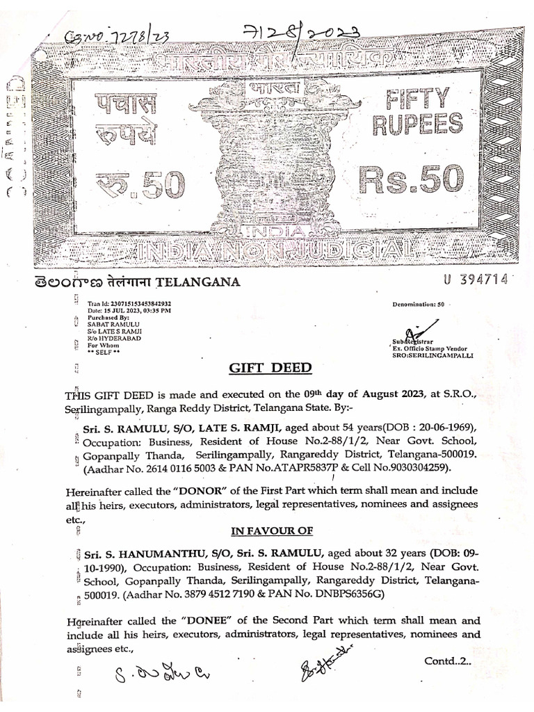 Gift Deed | PDF