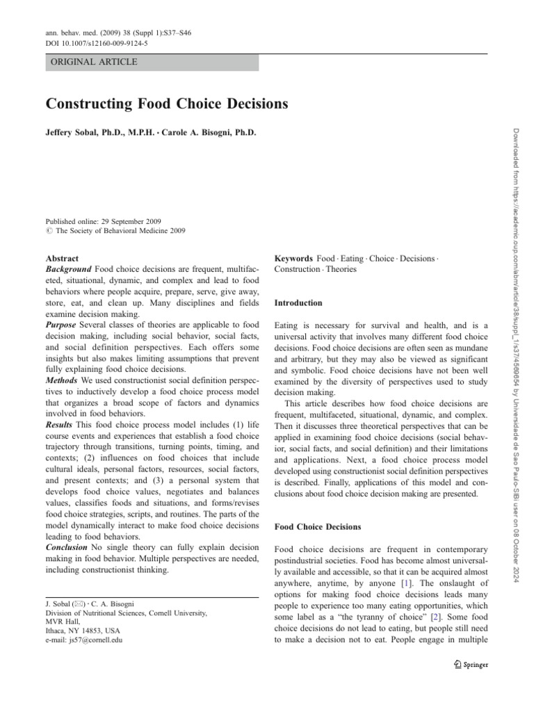 Sobal Food Choice | PDF