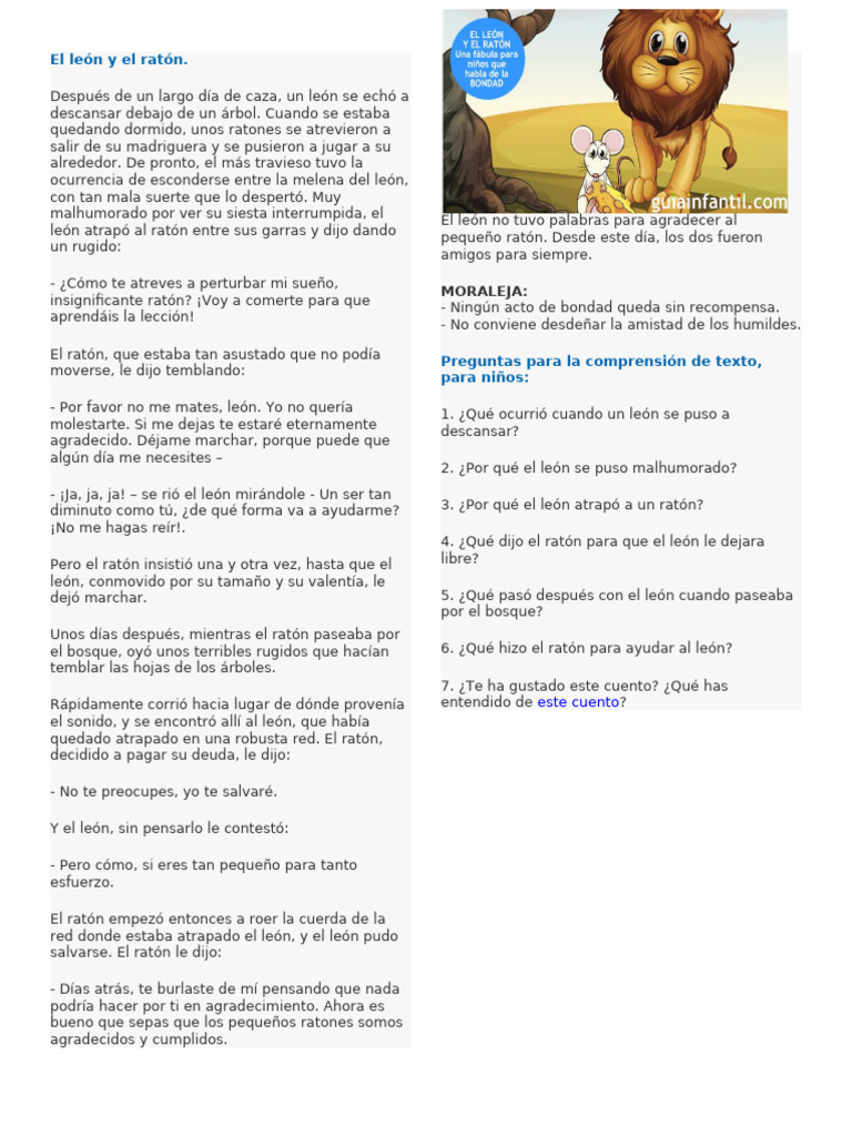 El León y El Ratón | PDF
