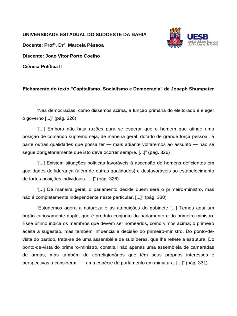 Fichamento Schumpeter | PDF