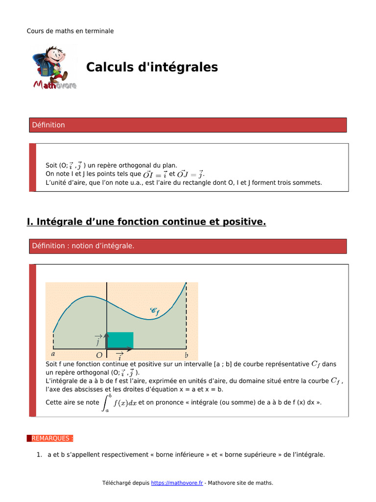 Calculs D Integrales Cours de Maths en Terminale 24423 | PDF