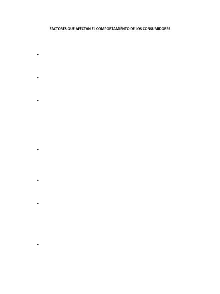 Factores Que Afectan El Comportamiento de Los Consumidores | PDF | Comportamiento | Crecimiento ...