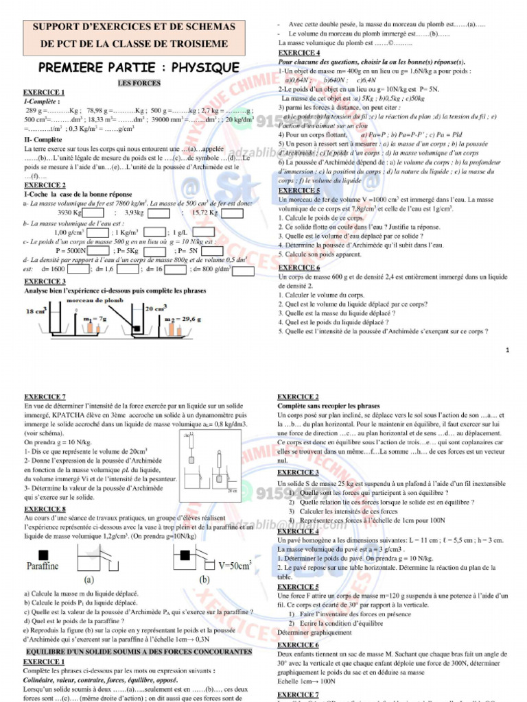 Support Exo + Planche PCT 3eme | PDF