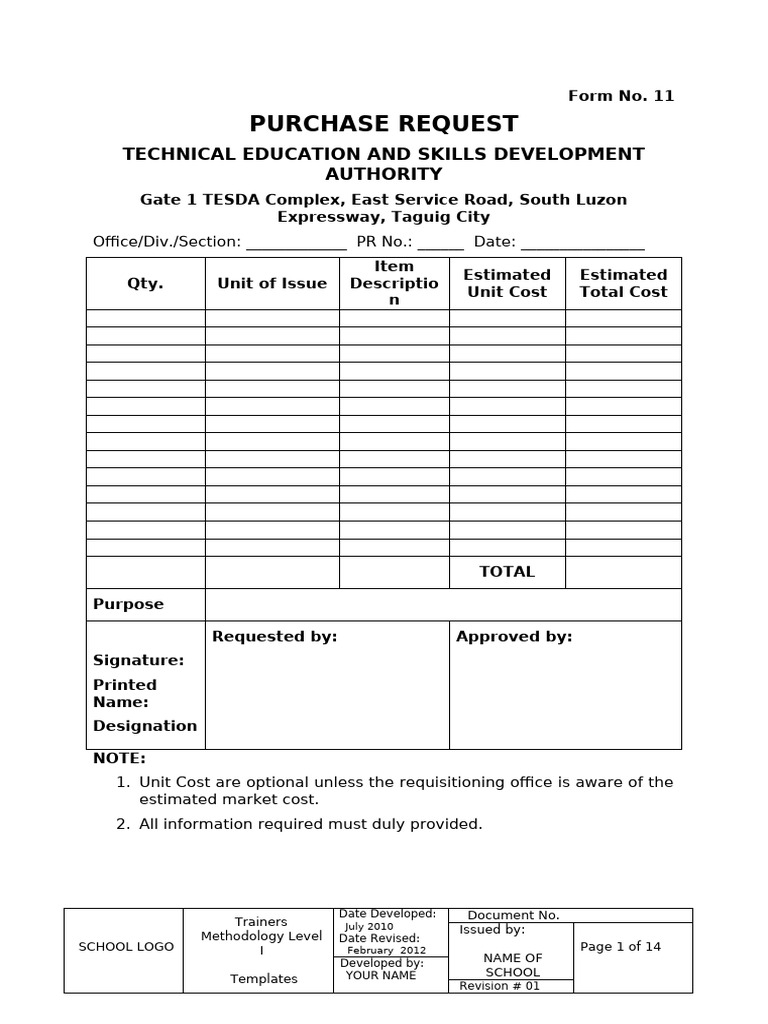 Purchase Request | PDF