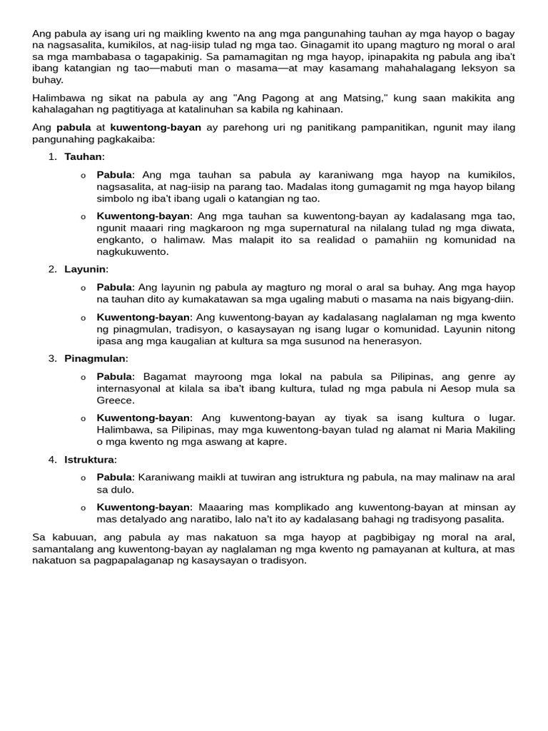 Grade 7 - Pabula | PDF