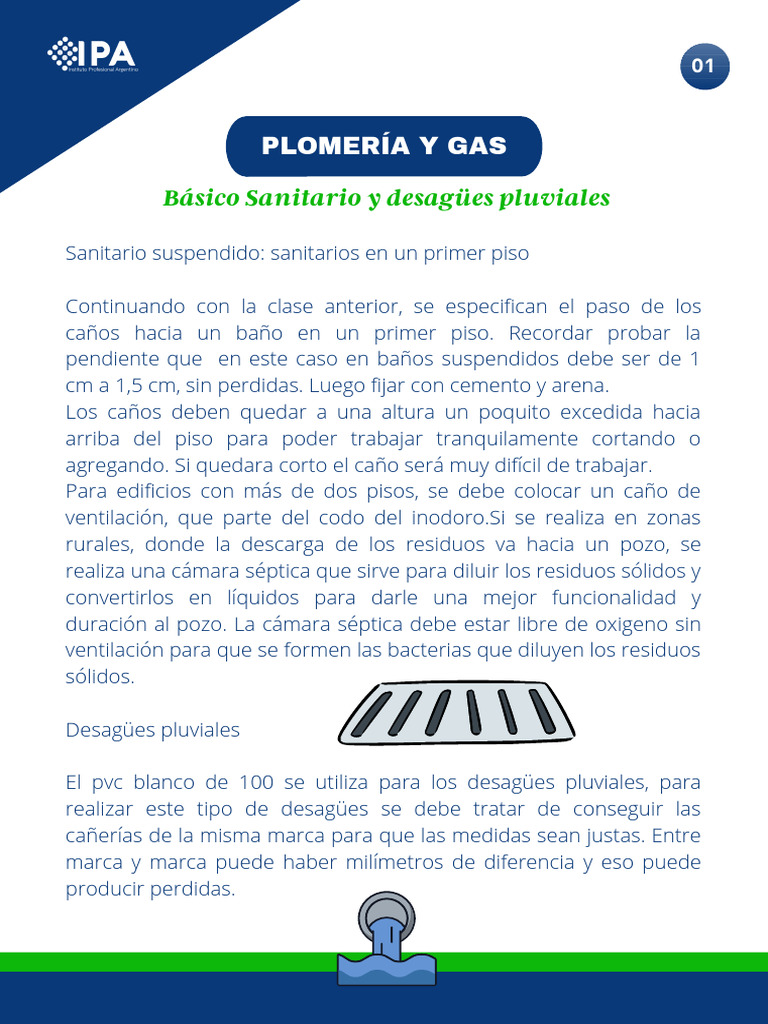 5-Básico Sanitario y Desagües Pluviales - Plomería y Gas | PDF | Hogar, jardinería y bricolaje