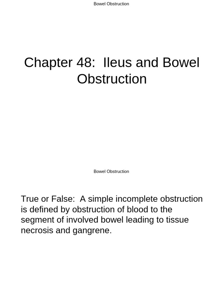 PGY101 Chapter 48 Ileus and Bowel Obstruction | PDF