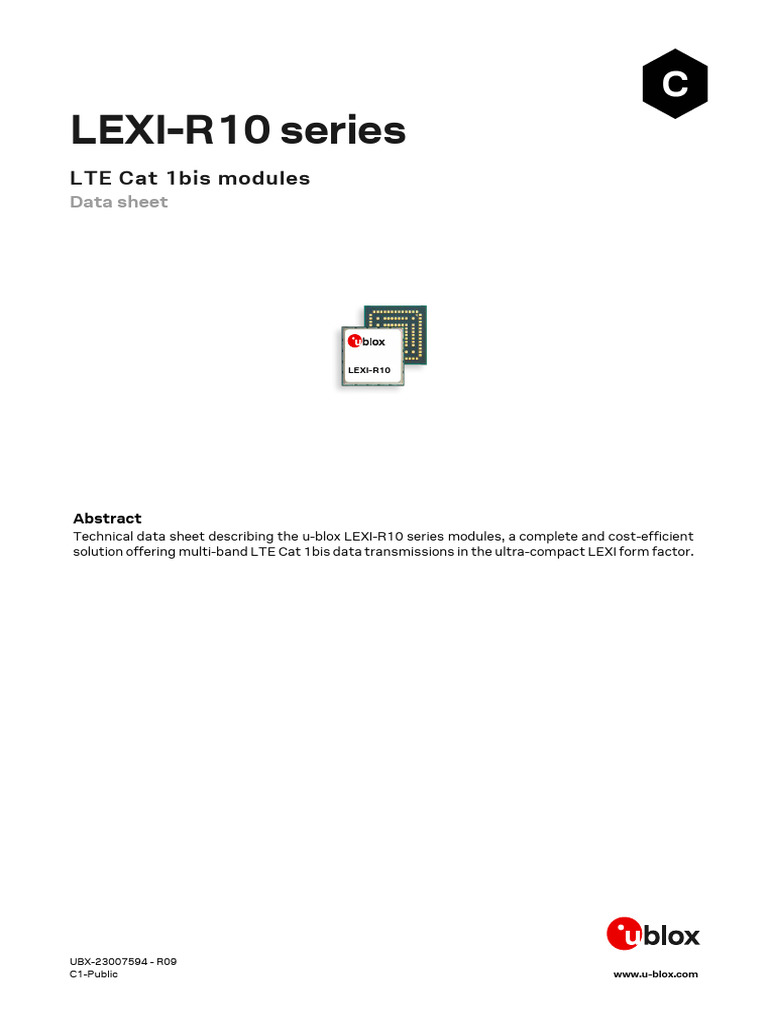 DataSheet Hardware LEXI-R10 UBX-23007594 | PDF