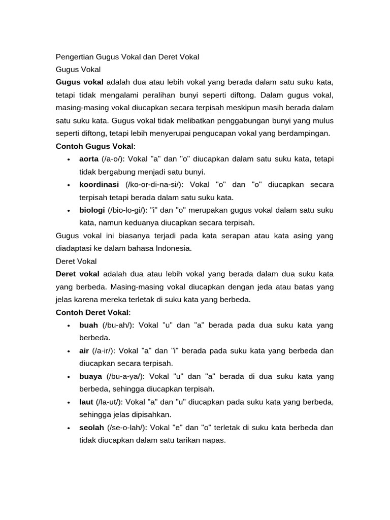 Pengertian Gugus Deret Vokal Konsonan | PDF