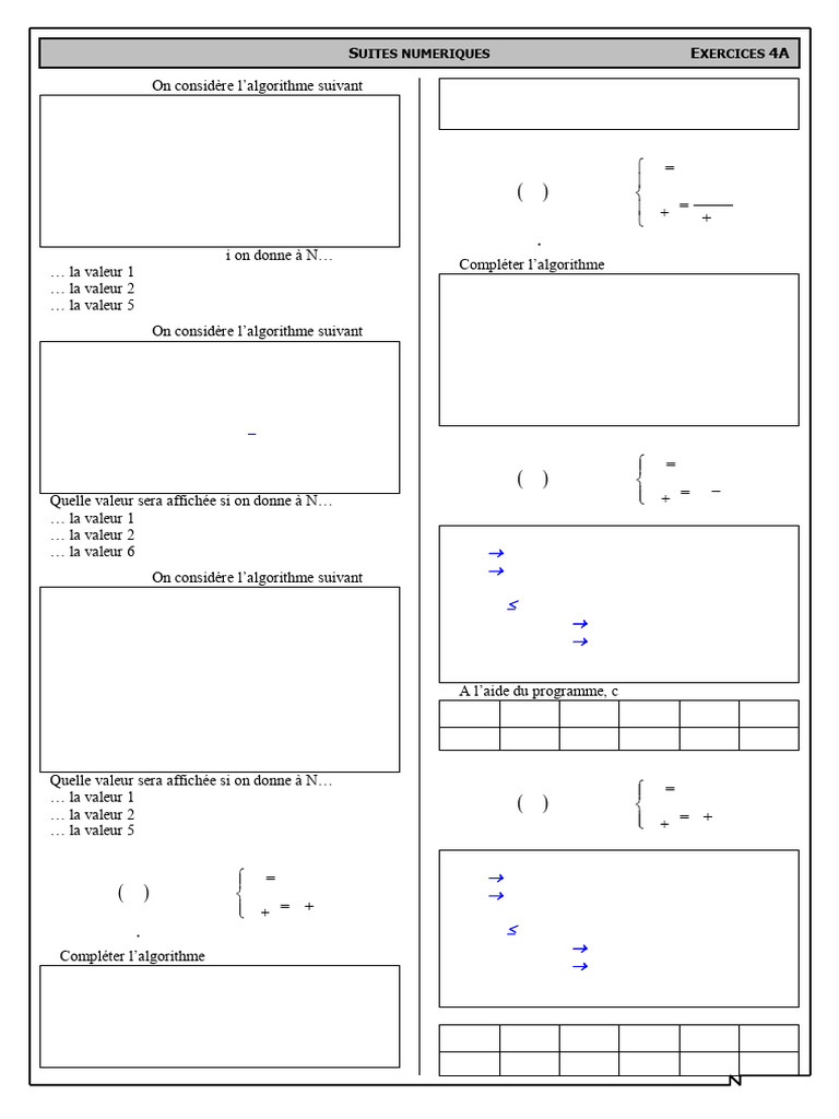 Algorithmes Et Suites Exercices | PDF