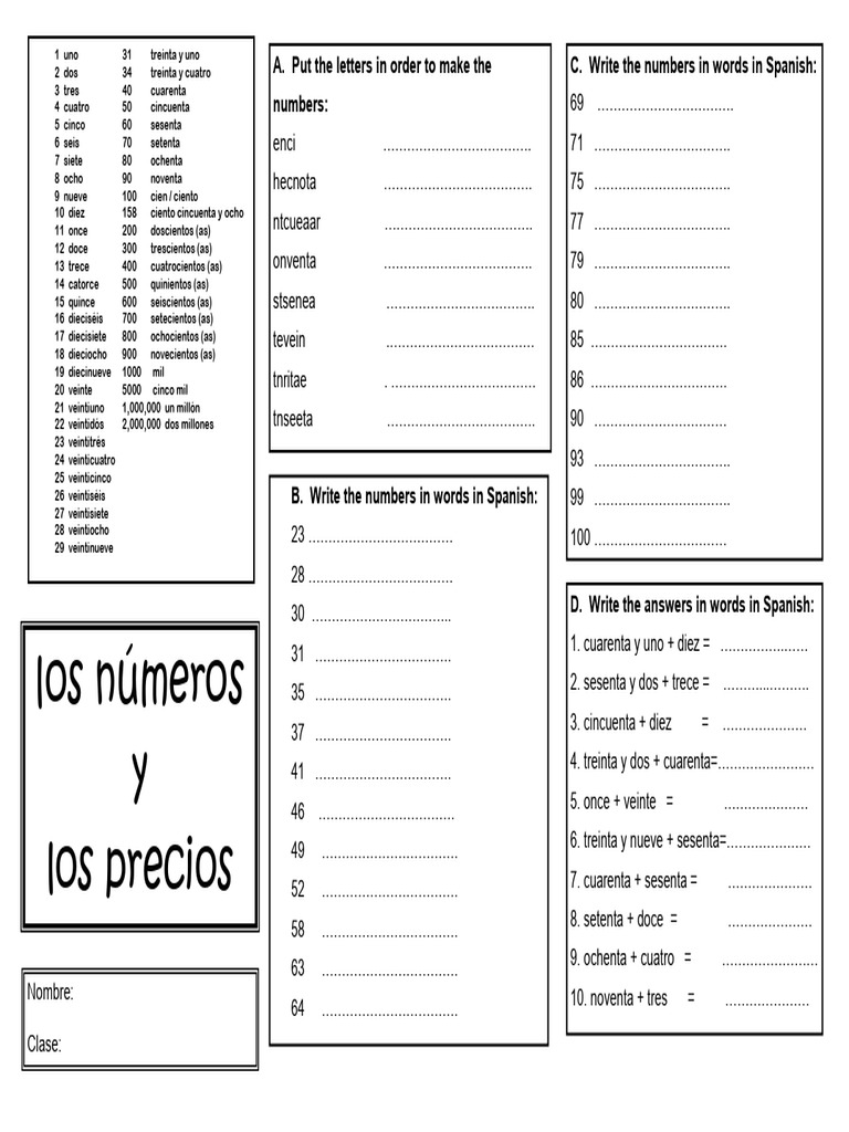 Numeros y Precios Numbers and Prices | PDF