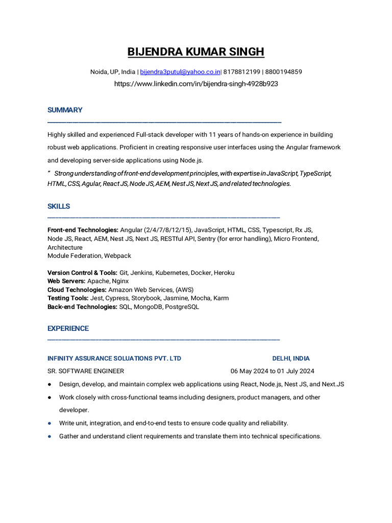 Fullstack-Developer 1723130912614 Bijendra Kumar Singh | PDF