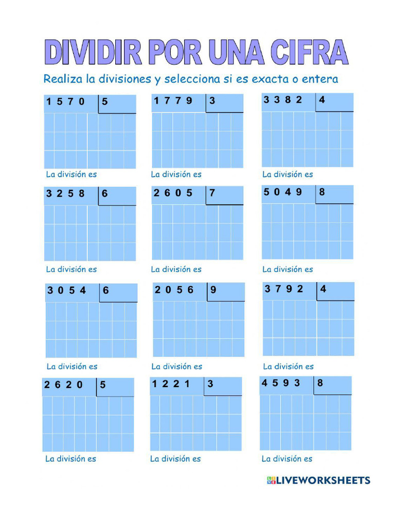 Tarea Dividir para Una Cifra en El Divisor | PDF