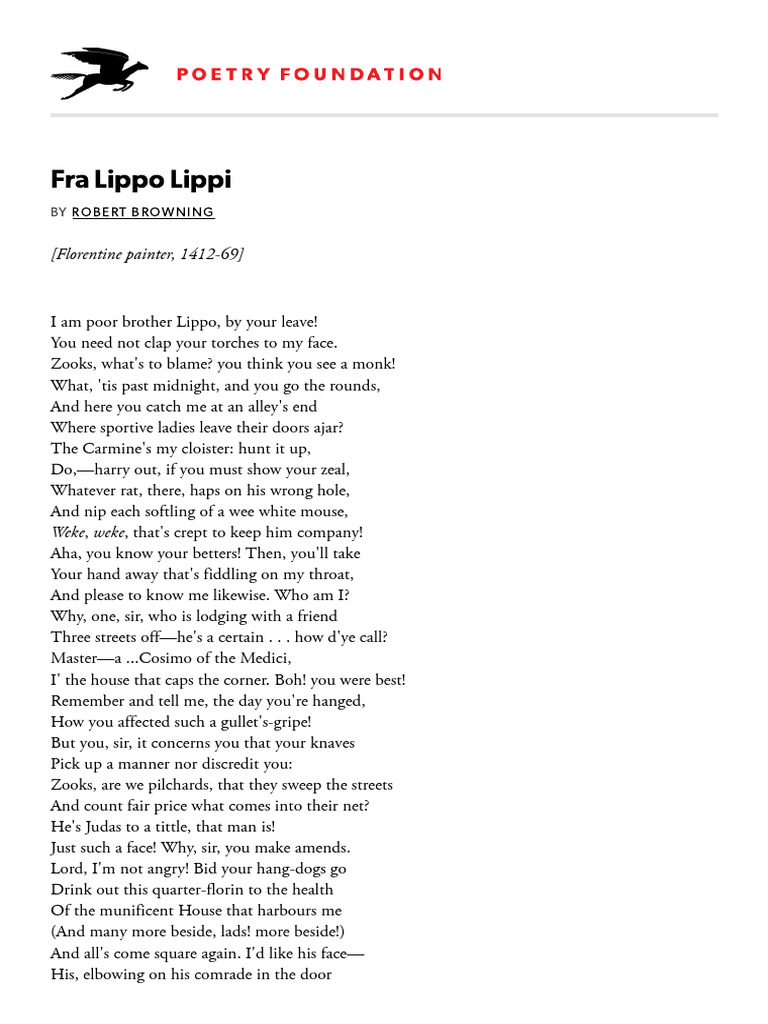 Fra Lippo Lippi by Robert Browning - Poetry Foundation | PDF