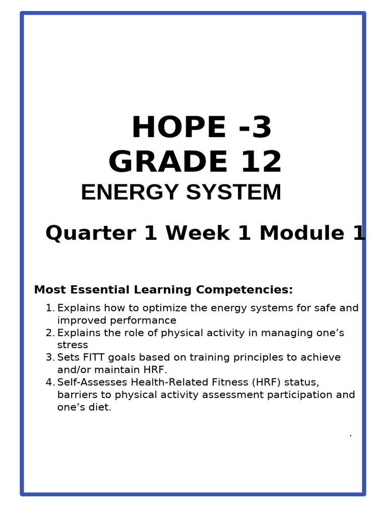HOPE 3 - Q1 - W1 - Mod1 | PDF