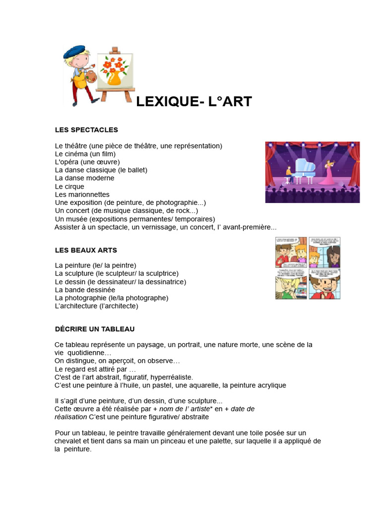 Decrire Un Tableau-Lexique-Exercice | PDF