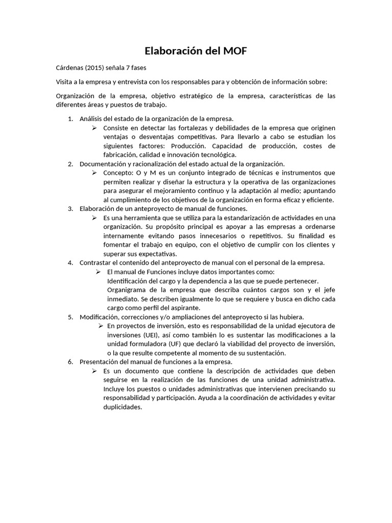 Elaboración Del MOF | PDF | Business