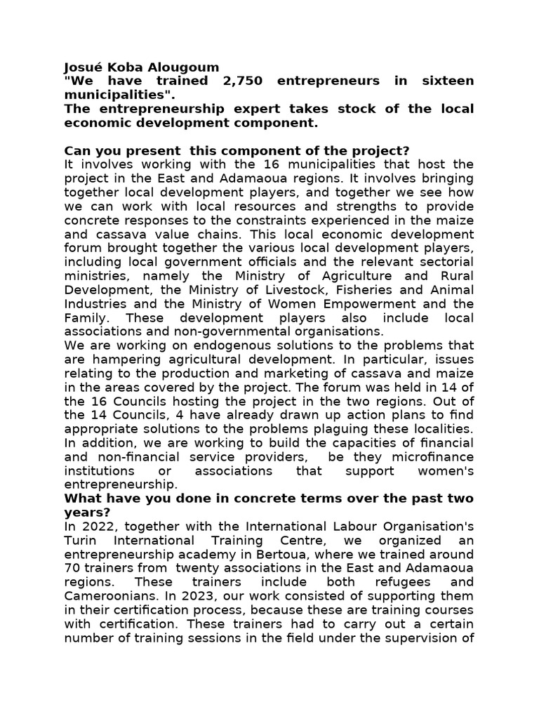 Interziew Josué Koba OIT | PDF