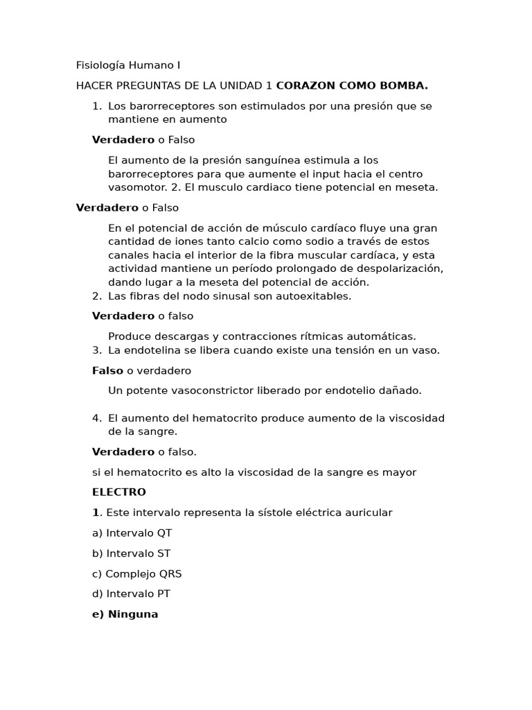 Preguntas de Fisio 1 | PDF | Endotelio | Salud y bienestar