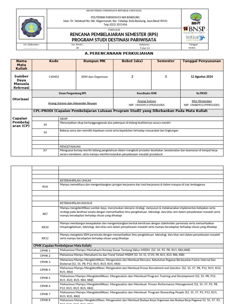 Format RPS SDM DEP 2024 | PDF