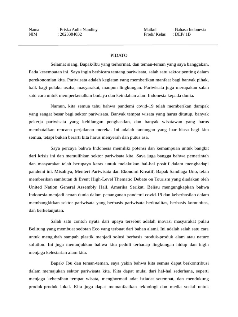 Bahasa Indonesia 1B Pidato | PDF