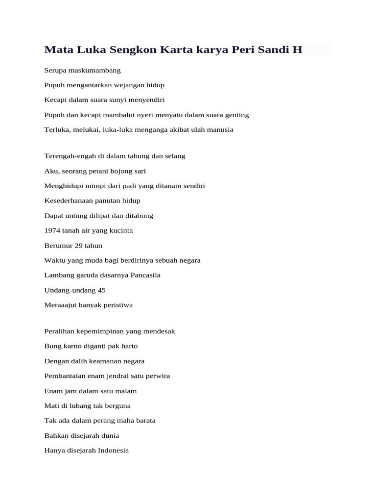 Mata Luka Sengkon Karta Karya Peri Sandi Huizache | PDF