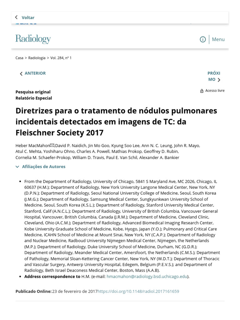 4.diretrizes para o Tratamento de Nódulos Pulmonares Incidentais ...