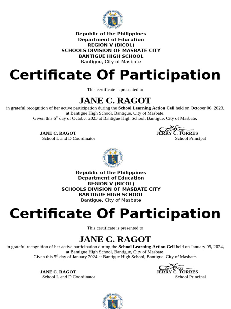 Certificate Lay Out | PDF