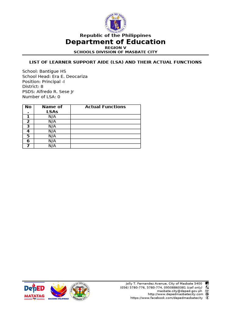 List of LSA Template | PDF