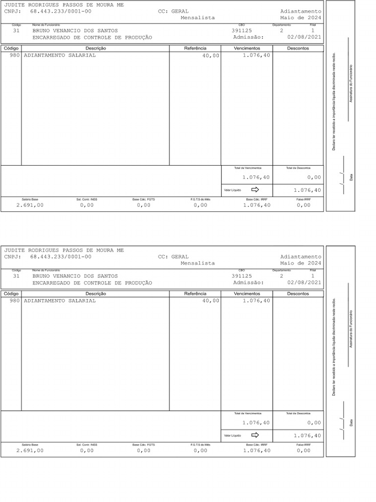 Holerite Bruno | PDF