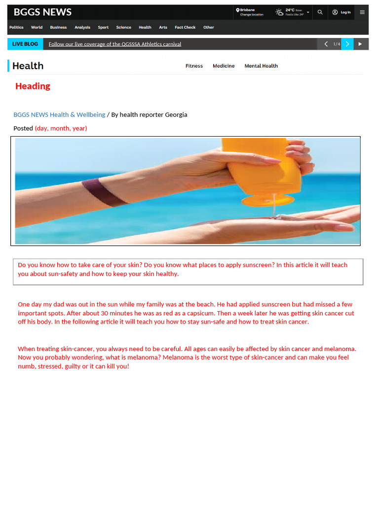 Year 7 Personal Health Online Article Template | PDF