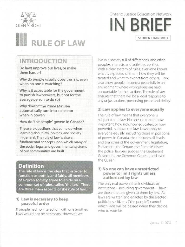 Rule of Law Handout | PDF