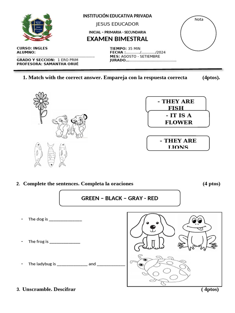 1ero Bimestral Setiembre | PDF