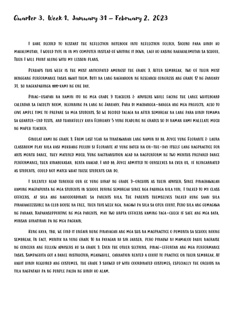 Reflection Notebook | PDF